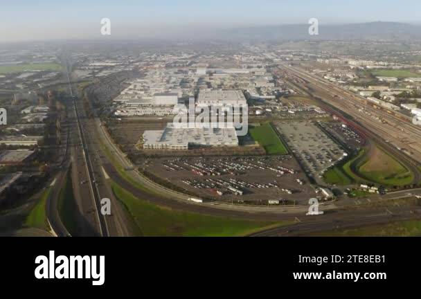 Tesla giga factory parking lot, loading brand new electric vehicles for ...