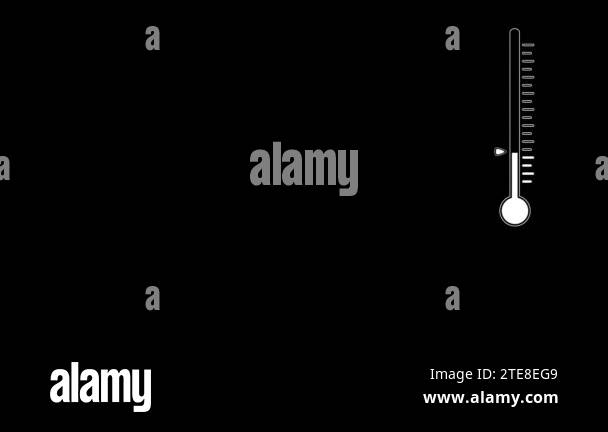 animation of a thermometer on a transparent background, raising the ...