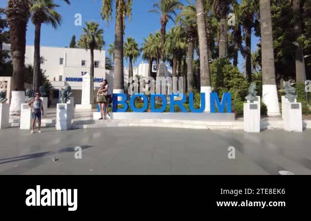 Bodrum sign, city name in capital letters. Bodrum Turkey August 2021 ...