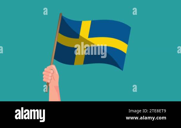 Hand holding Sweden flag animation. waving flag. National symbol.4K ...
