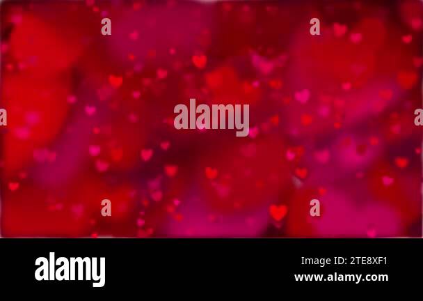rising and floating Heart particle animated background video. Red love ...