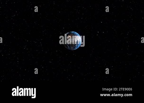 Planet earth 3D orbital animation with realistic geography surface and ...