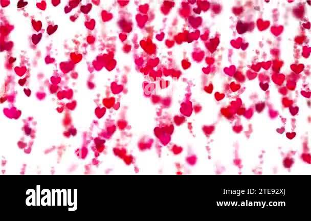 rising and floating Heart particle animated background video. Red love ...