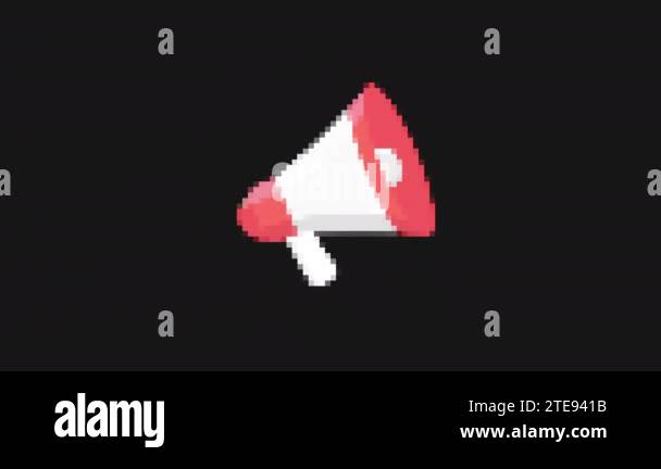 Glitch pixel megaphone icon animated. isolated on black background ...