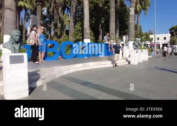 Bodrum sign, city name in capital letters. Bodrum Turkey August 2021 ...