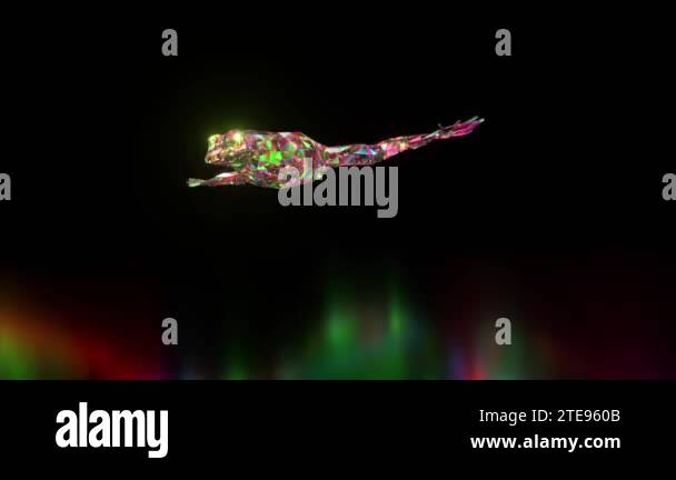 The diamond frog jumps and transforms in flight. Transformation. Green ...
