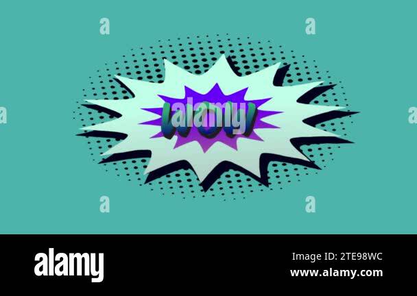 Animation of comic 5 options text over multiple comic speech bubbles ...