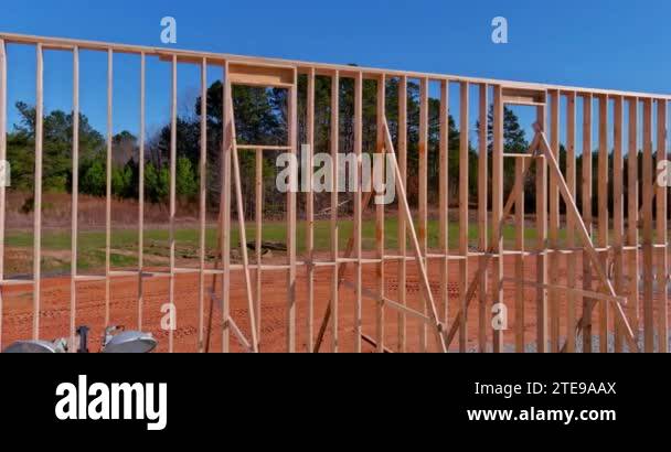 Timber frame house stick built home under construction new build with ...