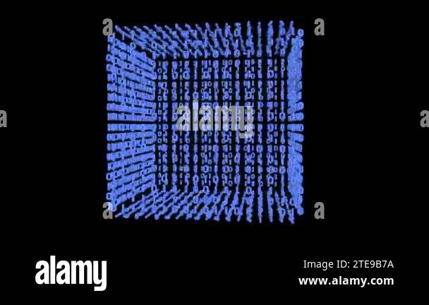 Magical Digital Cube 3D animation. VJ loops. Rotating numbers on the 3D ...