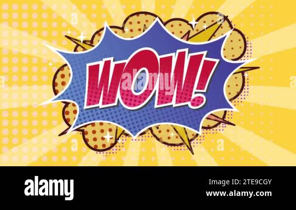 Animation of comic 5 options text over multiple comic speech bubbles ...