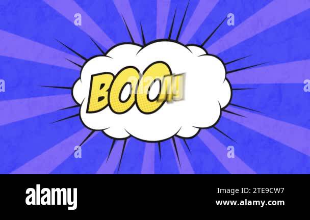 Animation of comic 5 options text over multiple comic speech bubbles ...