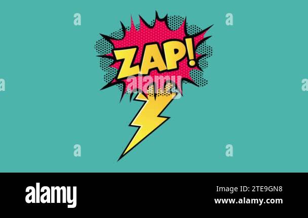 Animation of comic 5 options text over multiple comic speech bubbles ...