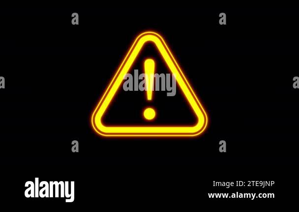 Blinking Yellow Warning symbol loop animation footage on black solid ...