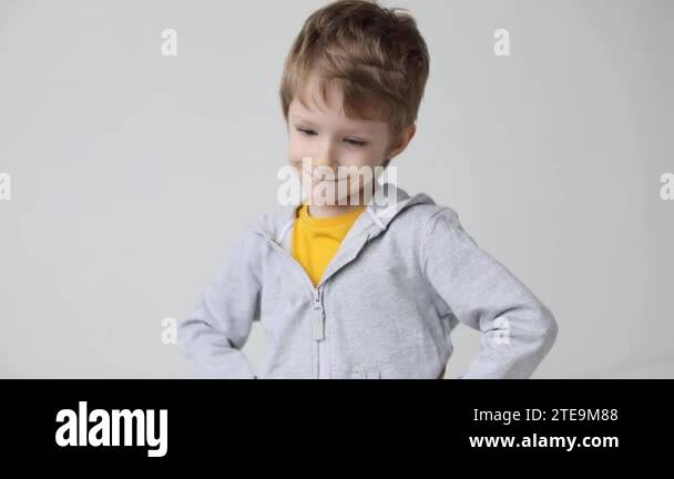 Kids like it. Cheerful boy thumbs up gesture, happy facial expression ...