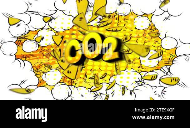 CO2. 4k animated Comic book word text moving on abstract comics ...