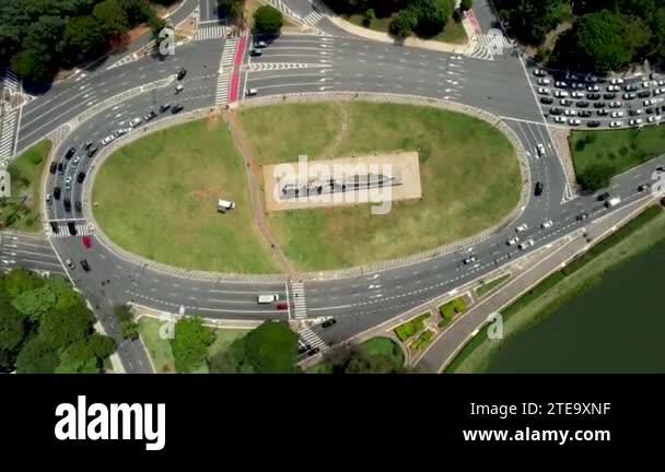 Top view traffic roundabout at downtown Sao Paulo Brazil. Stunning ...