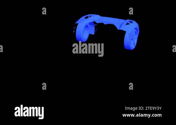 Assembling a car from animated 3D parts. Rotating animated construction ...