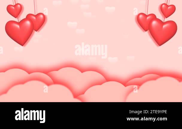 Floating and swinging 3D heart animation for valentine's, marriage and ...