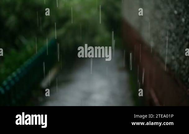 Flooded city street during heavy rain, heavy rainfall. Disaster flood ...