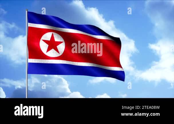 The flag of the DPRK. Motion.The national flag of the Democratic ...