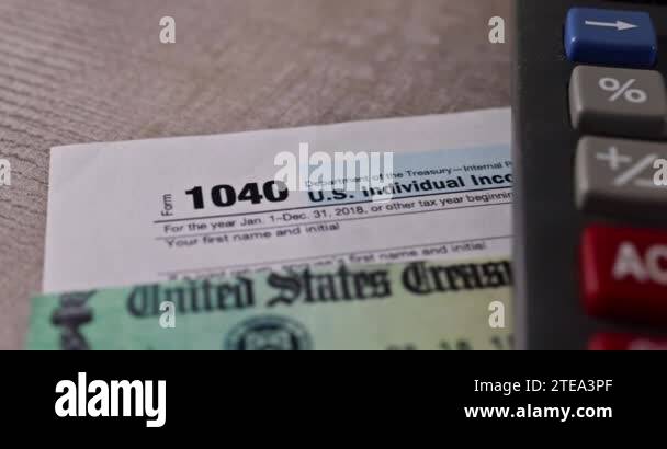 IRS form 1040 with individual income tax return of Stimulus economic ...