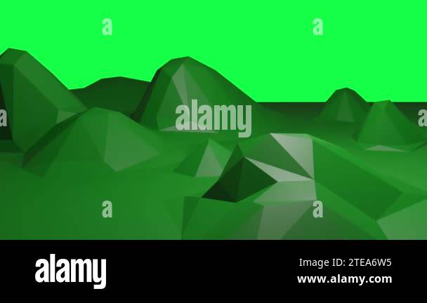 Low poly 3d animation of a terrain on green screen in cartoon style ...