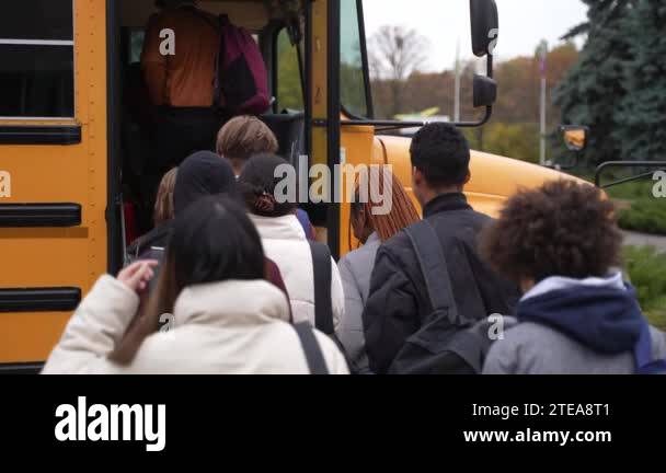School students entering bus Stock Videos & Footage - HD and 4K Video ...