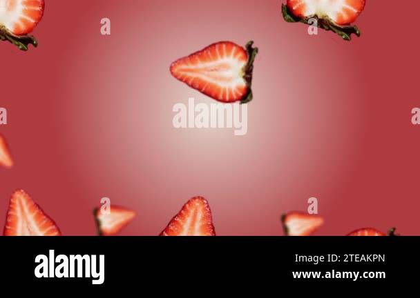 Flying and wiggle of different diameters Half of strawberries with ...
