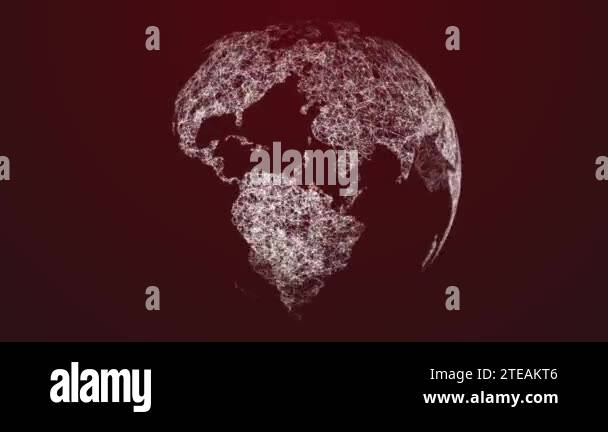 Earth Globe Rotating in Red Background. Digitalization Concept Global ...