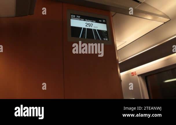 Electronic display indicating the speed of Intercity Express train ...