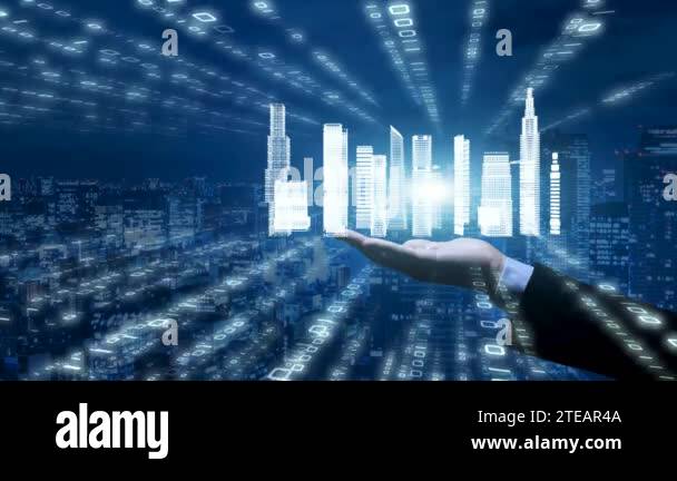 Smart city dot point connect with line, connection technology metaverse ...