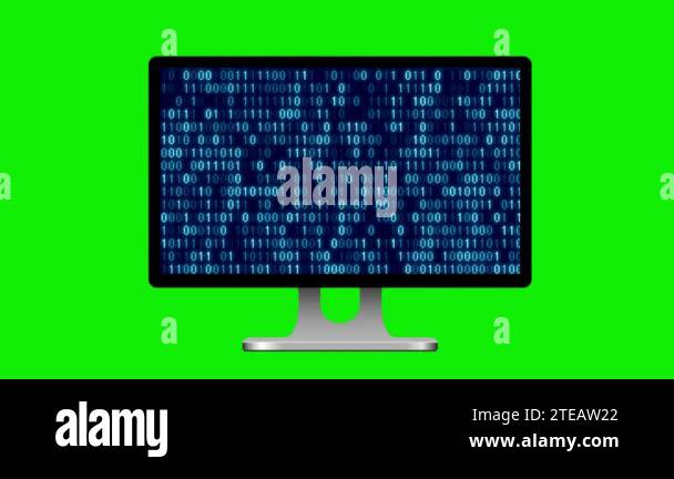 Cyberspace, technology concept animation (4K) | PC monitor ( green background for chroma key use ...