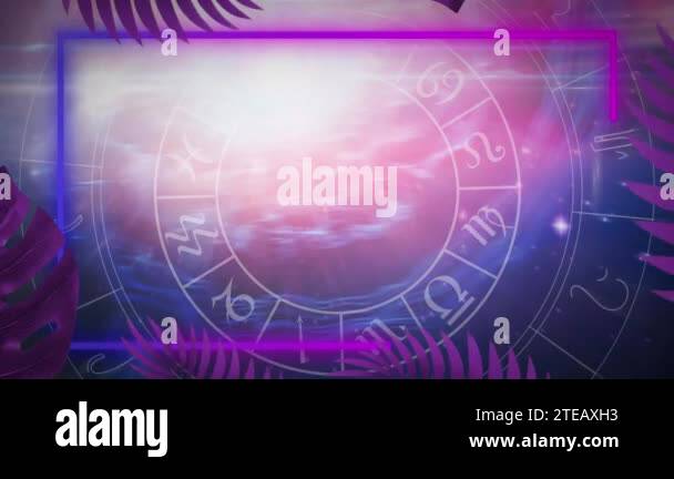 Animation of aries star sign and horoscope zodiac sign wheel on purple ...
