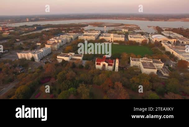 Aerial view of the Citadel military college in downtown Charleston, SC ...