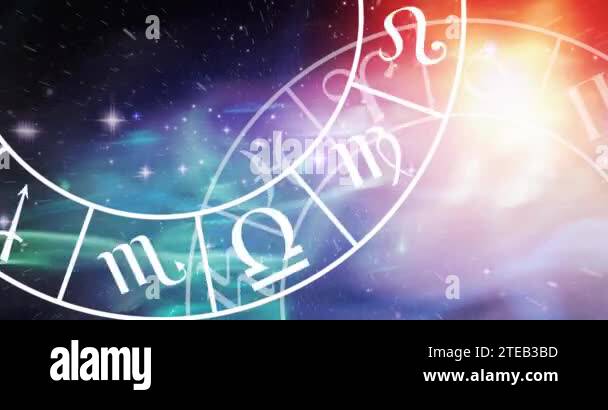 Animation of aquarius star sign and horoscope zodiac sign wheels on ...
