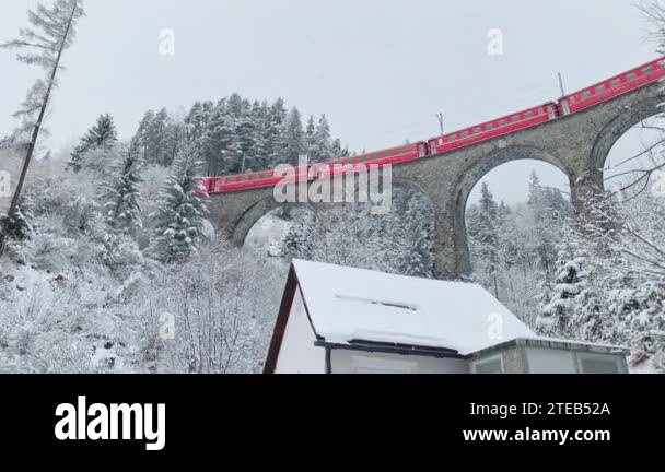 Switzerland, Filisur, The Landwasser Viaduct is a single-track six ...