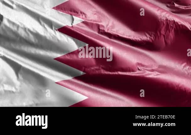 Bahrain textile flag slow waving on the wind loop. Bahraini banner ...