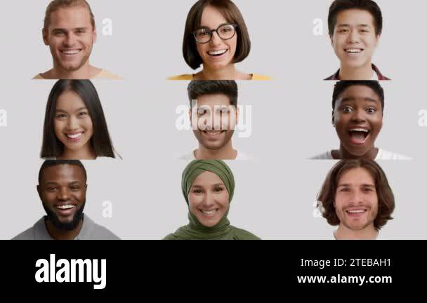 Collage happy diverse people Stock Videos & Footage - HD and 4K Video ...