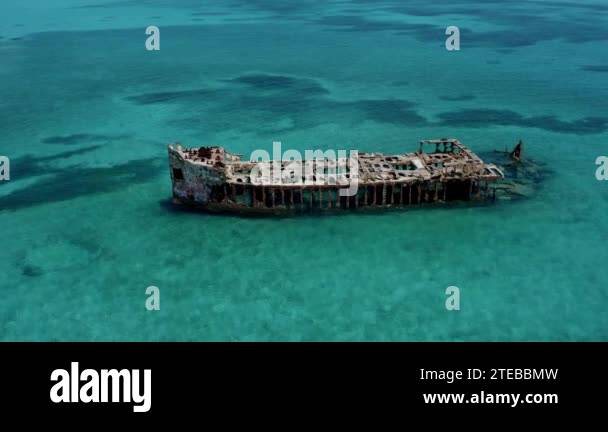 SS Sapona Shipwreck In Middle Of Blue Sea Near Bimini In The Bahamas ...