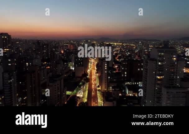 Night scape downtown Sao Paulo Brazil. Cityscape of Sao Paulo Brazil at ...