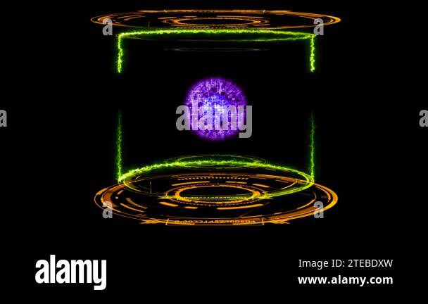 quantum futuristic computer abstract blue light sphere ball core ...