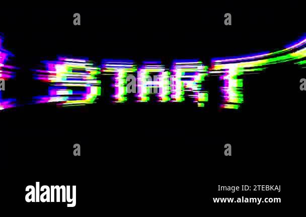 Start. Seamless loop pixel text animation with dynamic RGB glitch ...