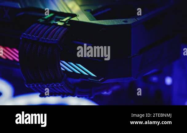 Gpu power socket macro detail shot in a gaming pc. Gpu power ...