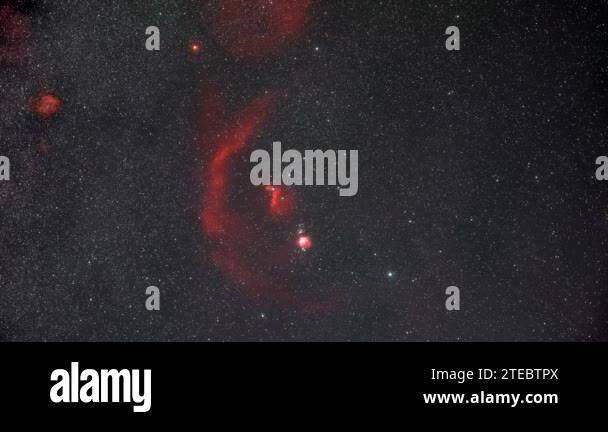 Orion constellation, star of Betelgeuse and nebulae in the stabilized ...