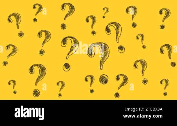Question marks on yellow. Ask for help. FAQ concept. Asking questions ...