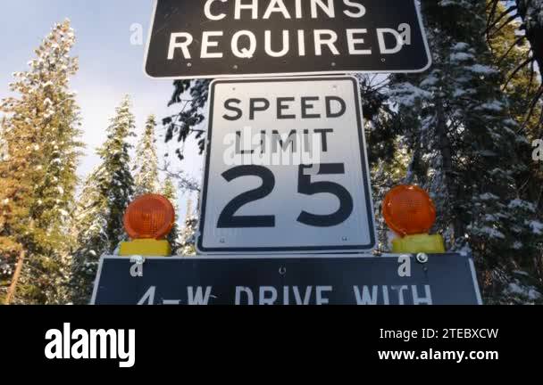 Chains or snow tires required traffic sign, mountains winter highway ...
