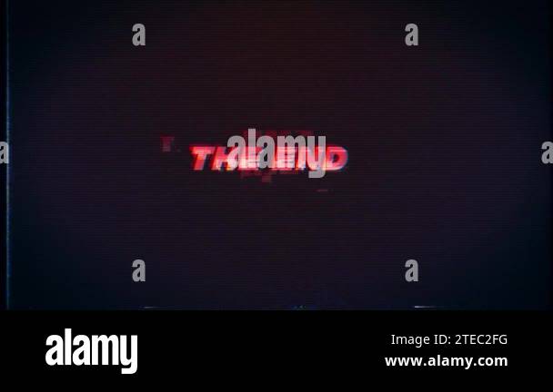 THE END text glitch effects concept for video games screen. THE END ...