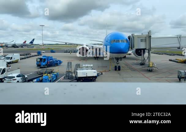 AMSTERDAM, NETHERLANDS - July 9,2022: Time lapse of aircraft of KLM the ...