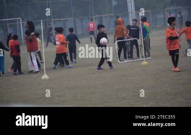 New Delhi, India - July 01 2018: Footballers of local football team ...