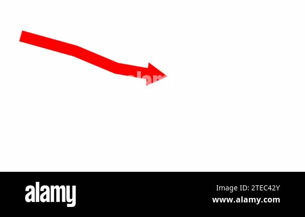 Animated red arrow. Recession chart of economy. Economic crisis, recession, decrease graph ...
